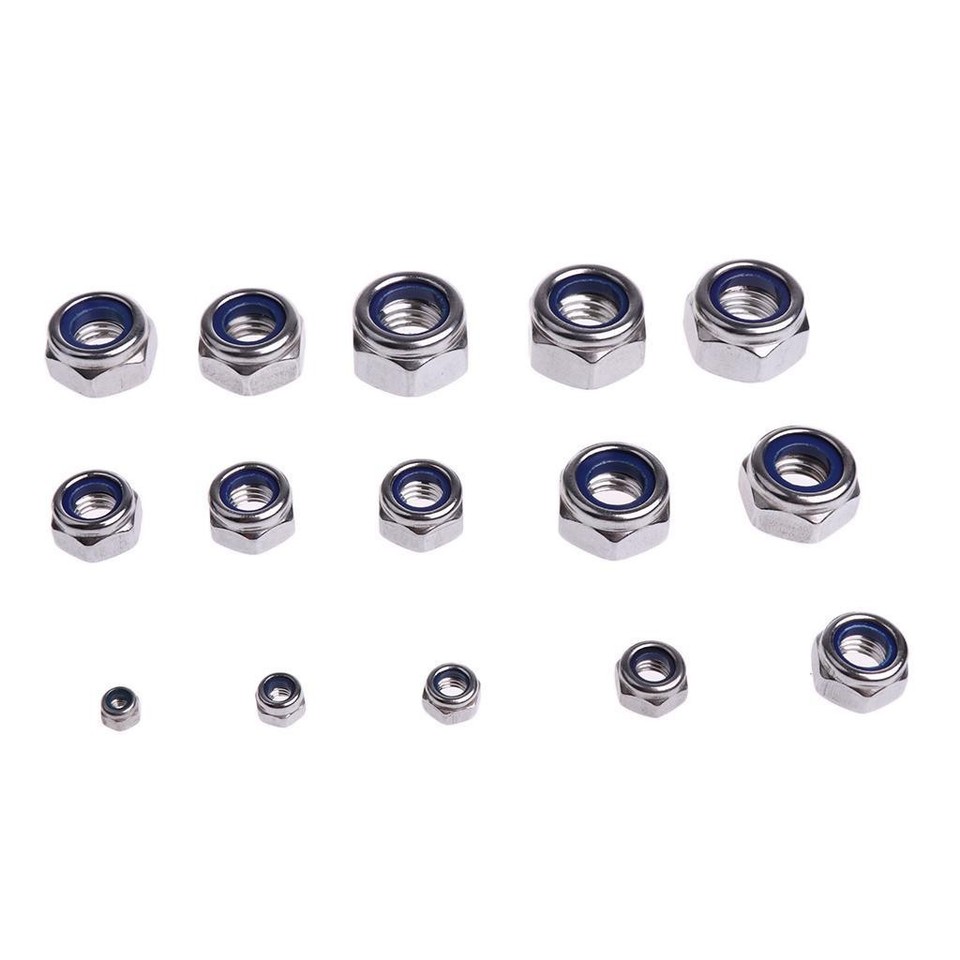 Metric 304 Stainless Steel Nylon Lock Nuts Assortment M3 M4 M5 M6 M8 ...
