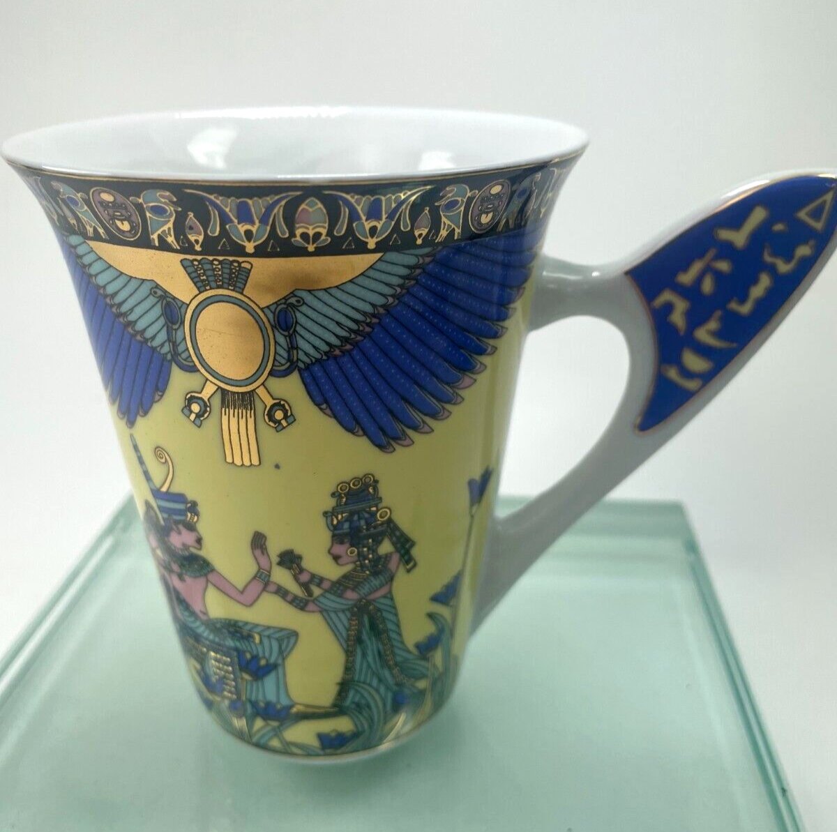 Egyptian Fathy Mahmoud Mug King Tut Queen Black Yellow Gold 10oz ...