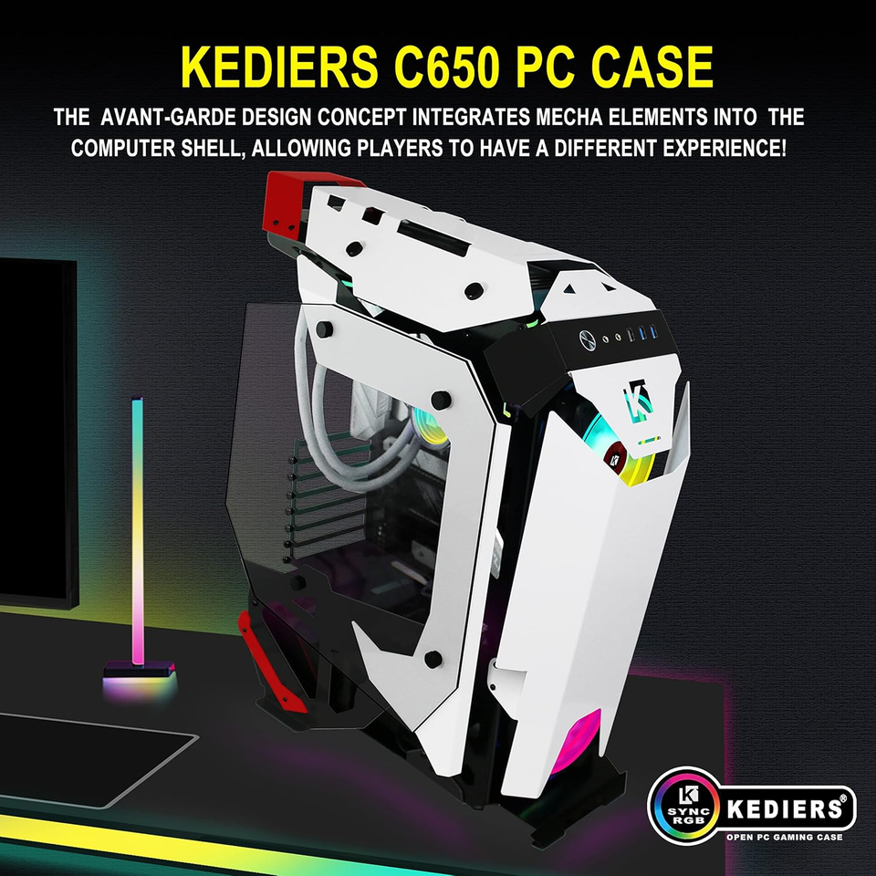 C650 Mech PC Case - ATX Tower Gaming Computer Case with Tempered Glass ...