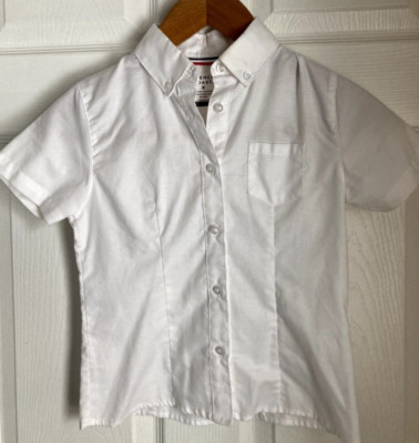 White Uniform School Shirt Short Sleeve Girls Size 8 Blouse French ...