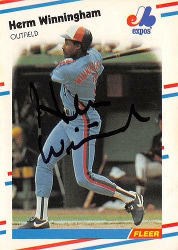 Herm Winningham autographed Baseball Card (Montreal Expos) 1988 Fleer ...