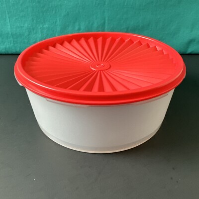 Tupperware Servalier Stacking Cookie Canister 7.5 Cup Sheer With Red ...
