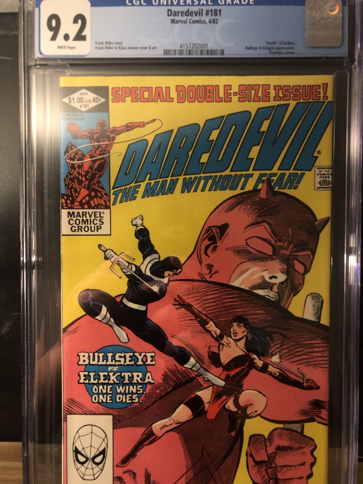 Daredevil #181 CGC 9.2 NM- Death of Elektra BRONZE AGE Frank Miller ...