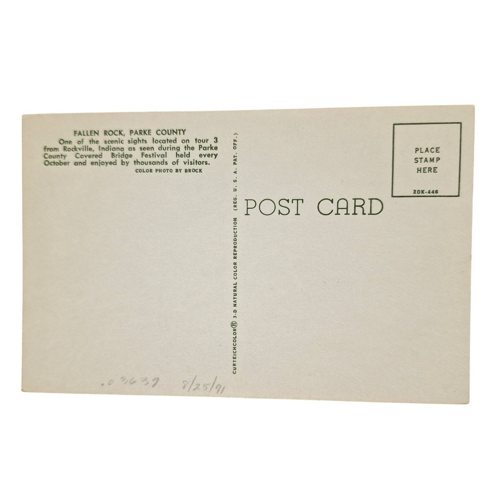 Postcard Fallen Rock Parke County Indiana Covered Bridge Festival ...