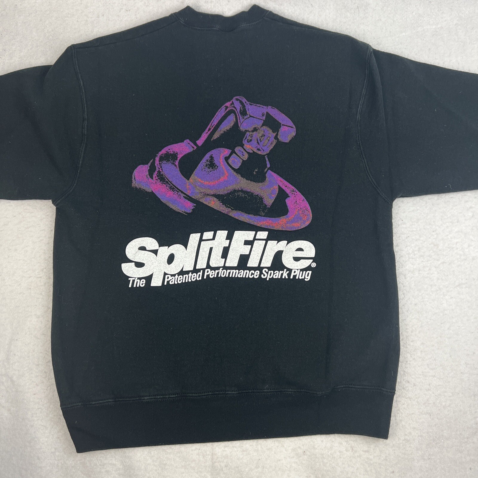 Vintage Split Fire Spark Plugs Logo Men's Sweatshirt … - Gem