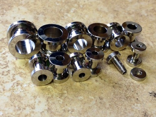 12pc Steel Screw Fit Tunnels Wholesale Plugs Earlets Gauges 00g 0g 2g ...