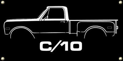 Big Banner Chevy C10 Silhouette sign poster racing 4'x2' | eBay