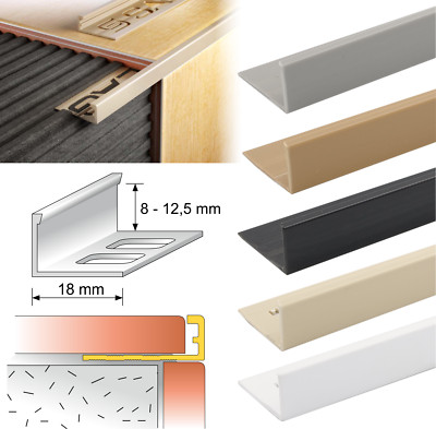 PVC Straight Edge L shaped Tile Trim 8 ,10 , 12mm Depth VARIOUS COLOURS ...