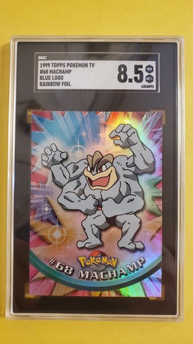 1999 Topps Pokemon TV #68 Machamp Rainbow Foil Blue Logo/ 1st Print SGC ...