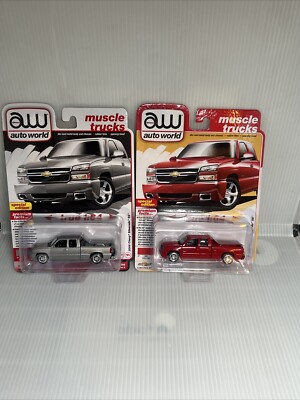 Auto World Muscle Trucks 2006 Chevy Silverado SS Silver & Red Version A ...
