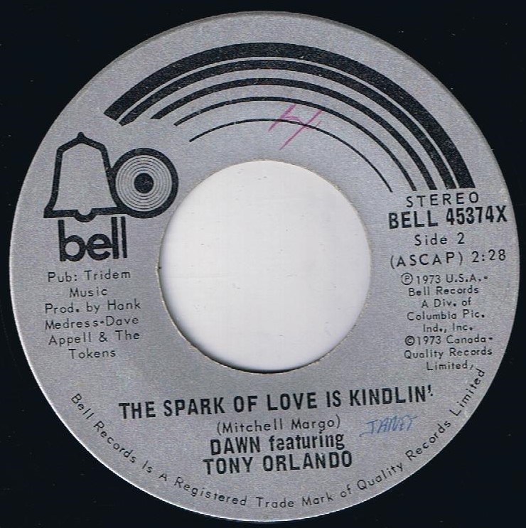 Tony Orlando Dawn Sweet Gypsy Rose 45 rpm Spark Of Love Canadian ...