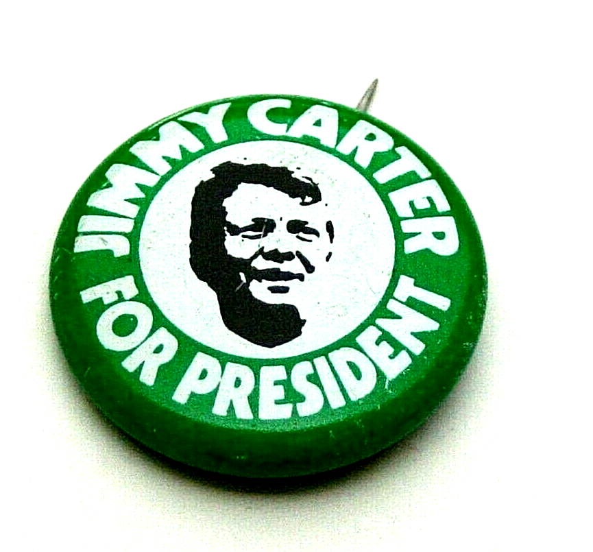 Green Jimmy Carter Presidential Campaign Tin Litho Democratic Button ...