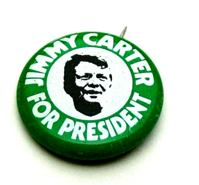 Green Jimmy Carter Presidential Campaign Tin Litho Democratic Button ...