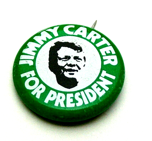 Green Jimmy Carter Presidential Campaign Tin Litho Democratic Button ...