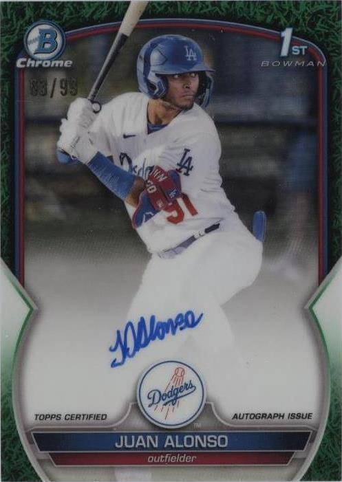 2023 Bowman - Chrome Prospect Autographs Juan Alonso #CPA-JA Green ...