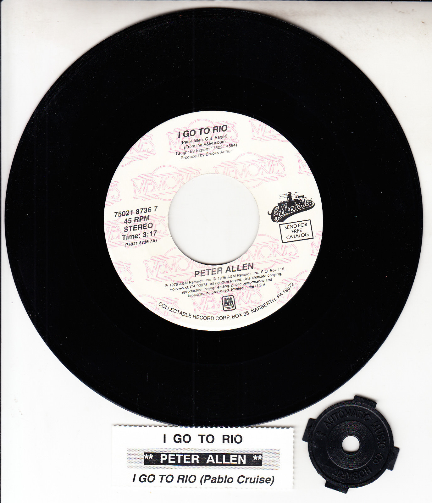 PETER ALLEN I Go To Rio & PABLO CRUISE I Go To Rio 7" 45 rpm vinyl ...