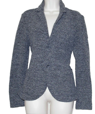 Berna Italy Gray Wool Cotton Blend Blazer Women's Jacket Size:M | eBay