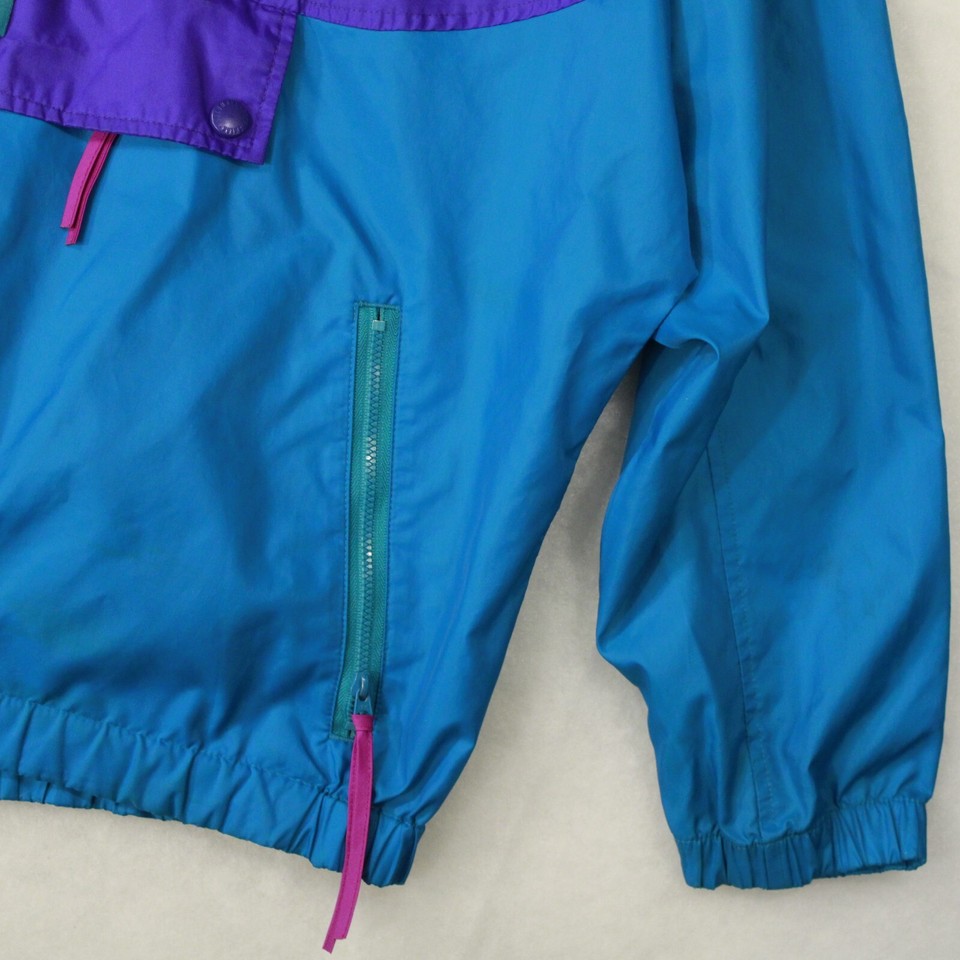 COLUMBIA Vtg 90s Blue Purple Pink Colorblock Windbreaker JACKET Coat ...