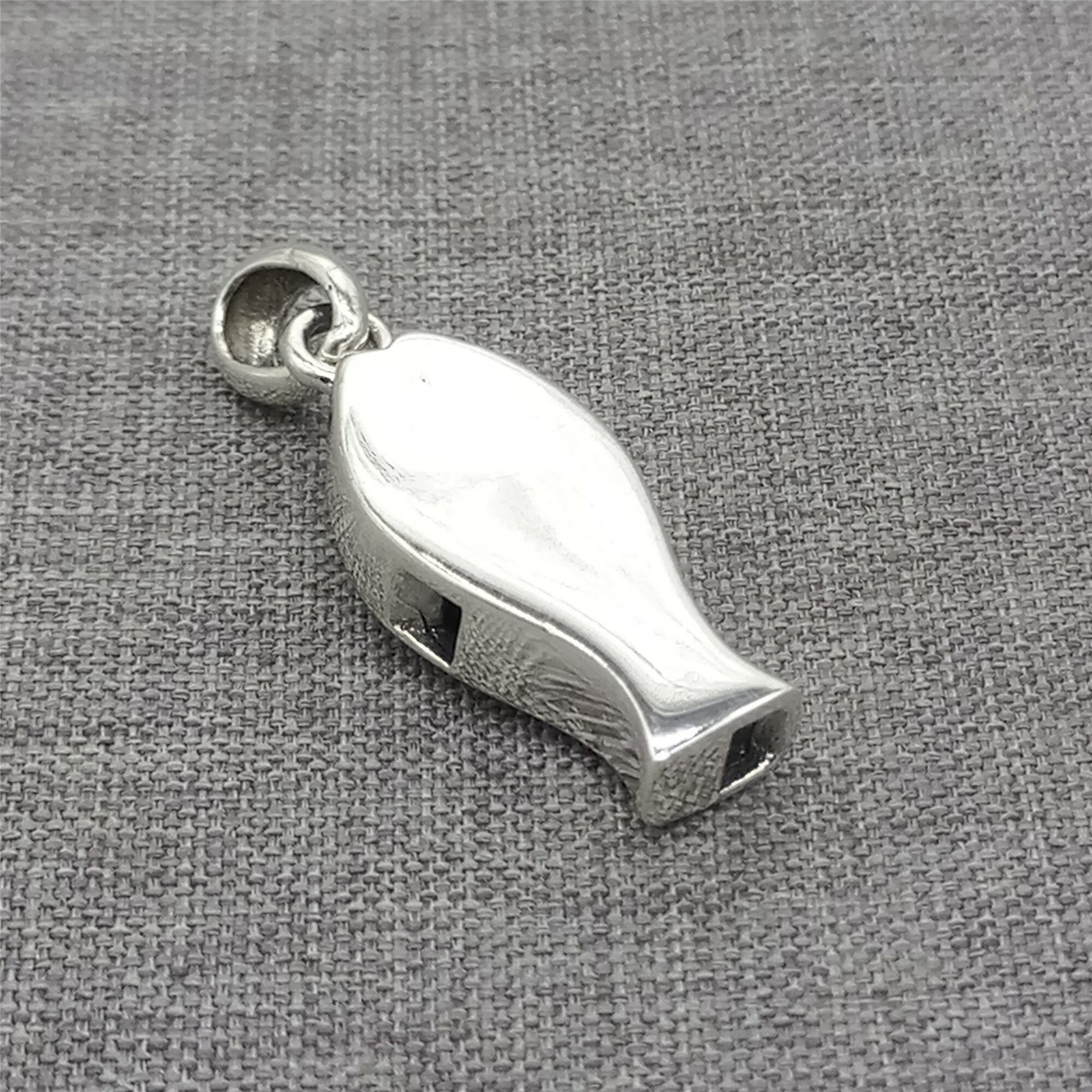 925 Sterling Silver Plain Fish Whistle Pendant 3D for Necklace | eBay