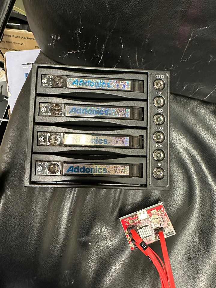 Addonics Snap-In Disk Array for 4 SATA Hardrives & cable board computer ...