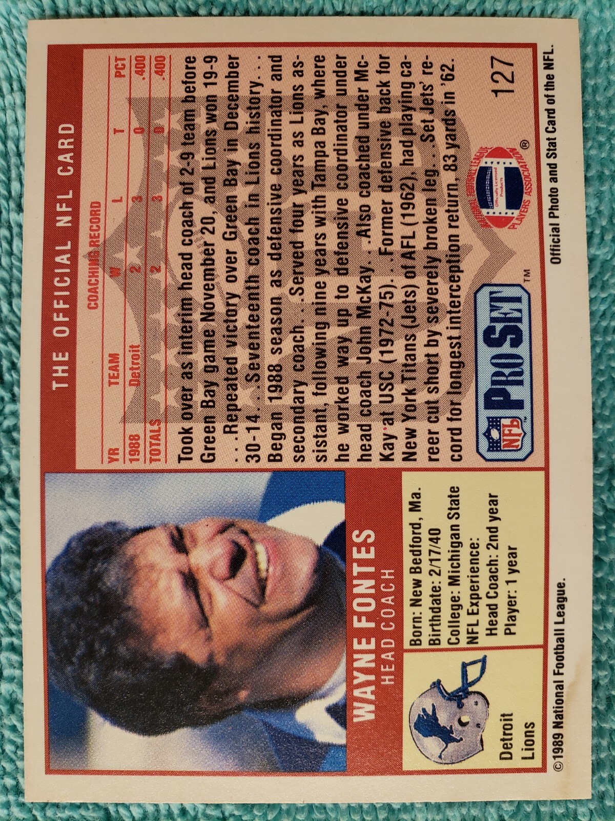 1989 Pro Set - #127 Wayne Fontes (RC) for sale online | eBay