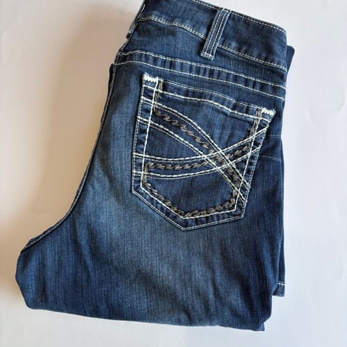 Ariat Real Denim Jeans Bootcut Dark Wash White Stitch Detail Women's 34 ...