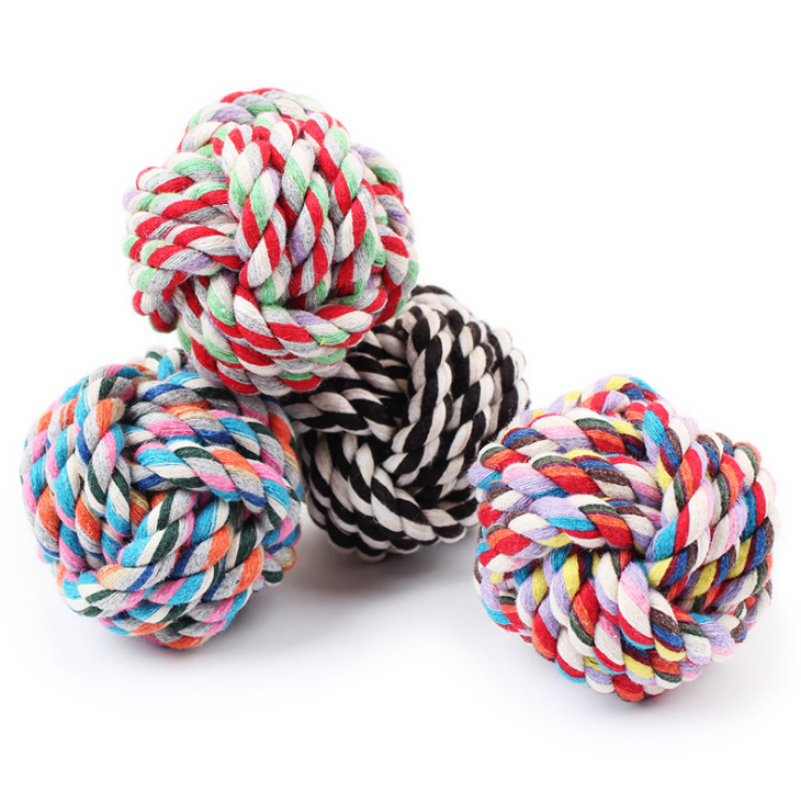 4pcs Dog Gnaws Toy Cotton Rope Ball Woven Ball Dog Bite Toy Pet Dog ...