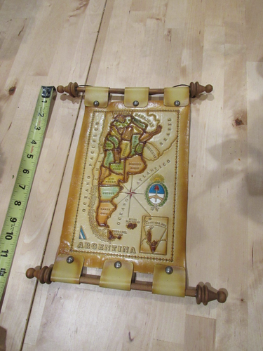 Leather Argentina Scroll Map/ Art Wall Hanging Multicolor | eBay