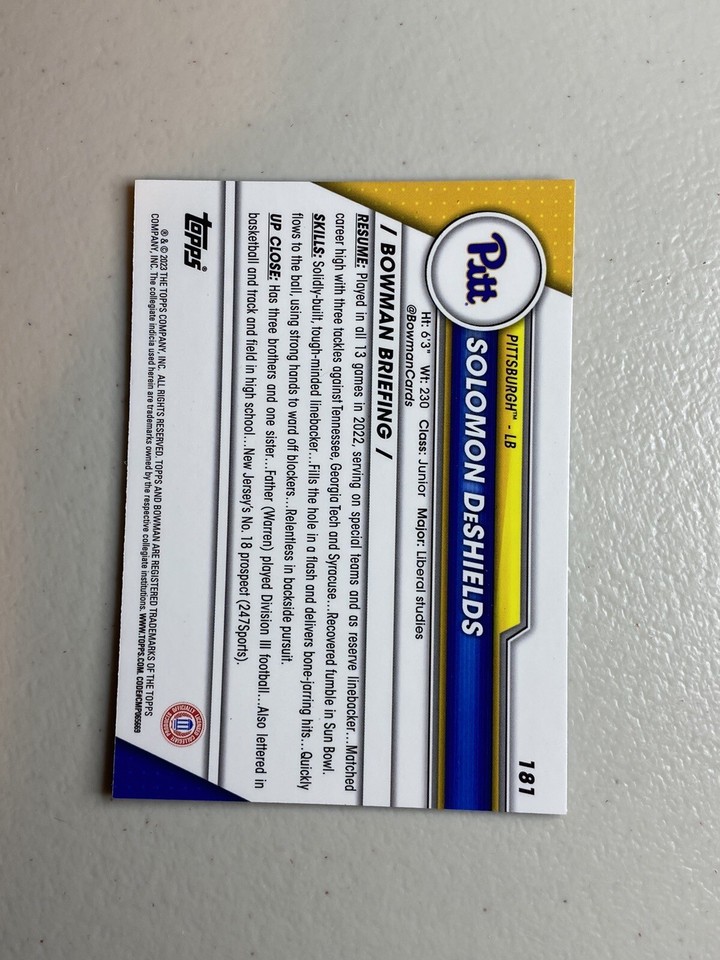 Solomon DeShields 2023 Bowman University Chrome 1st Xfractor #181 ...
