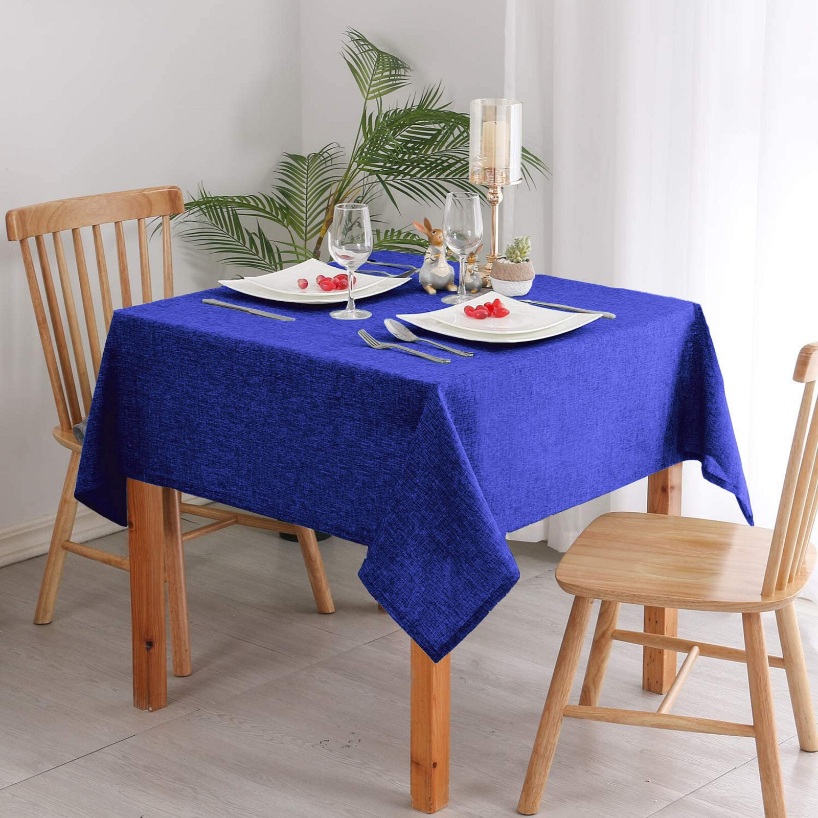 Washable Jute Heat Resistant Color Royal Blue Table Cover 50" x 75 ...