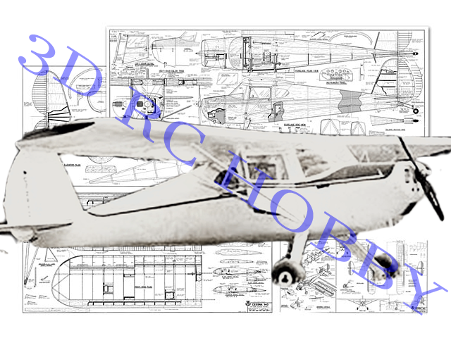 GIANT Cessna 140 144" 12ft WS RC Model Airplane Plans & Templates ...