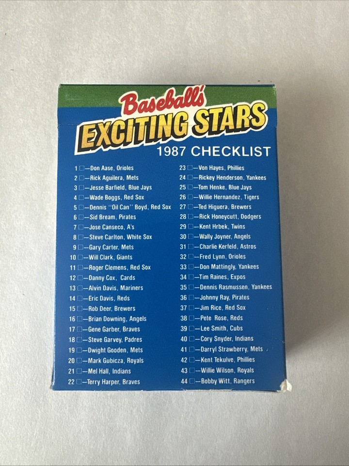 1987 Fleer Baseball’s Exciting Stars Limited Edition Set 44 Cards 6 ...