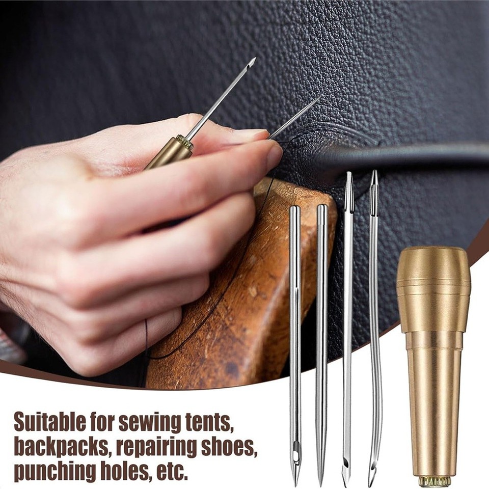 Sewing Awl Needles, 52Pcs Leather Sewing Kit 36Pcs Straight Needle ...