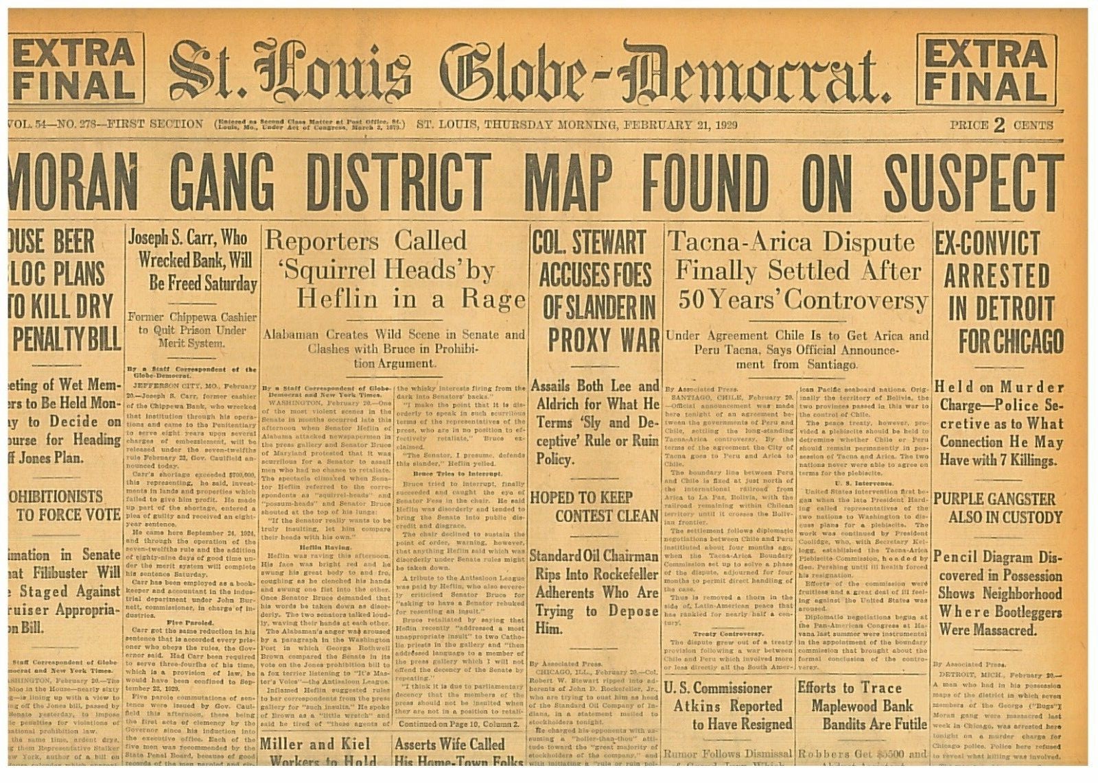 Valentines Day Massacre February 21 1929 Moran Gang Map Found on ...