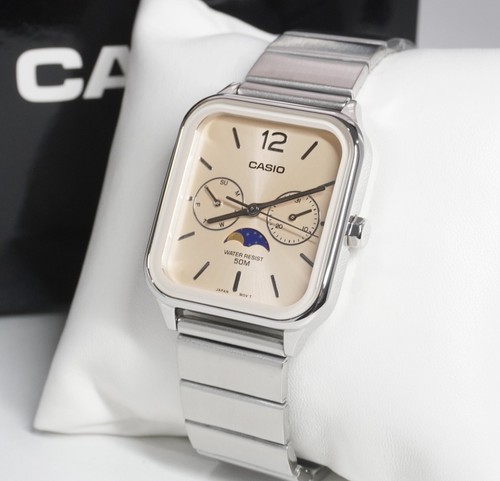 Montre pour homme Casio MTP-M305D-9A crème analogique phase de lune ...