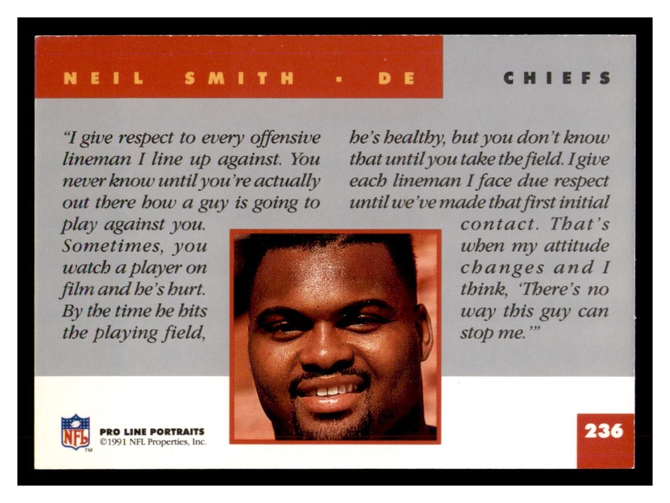 Neil Smith Signed 1991 Pro Line Card #236 Autographed Chiefs 84717 | eBay