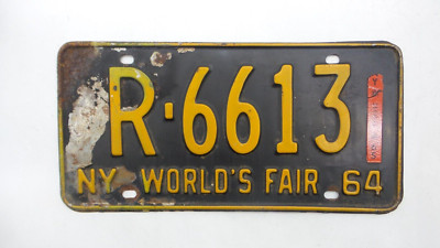 1964 New York Worlds Fair License Plate 64 (R-6613) w/65 Reg NY Tag | eBay