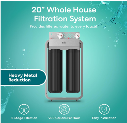 Brio Whole House Water Filter System for Heavy Metal Reduction w/Gauges ...