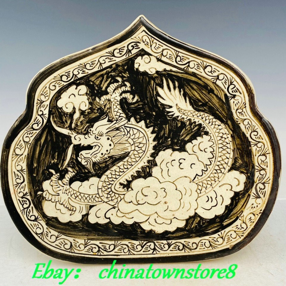 11'' Old Dynasty Cizhou Kiln Porcelain Dragon Loong Animal Weeping ...