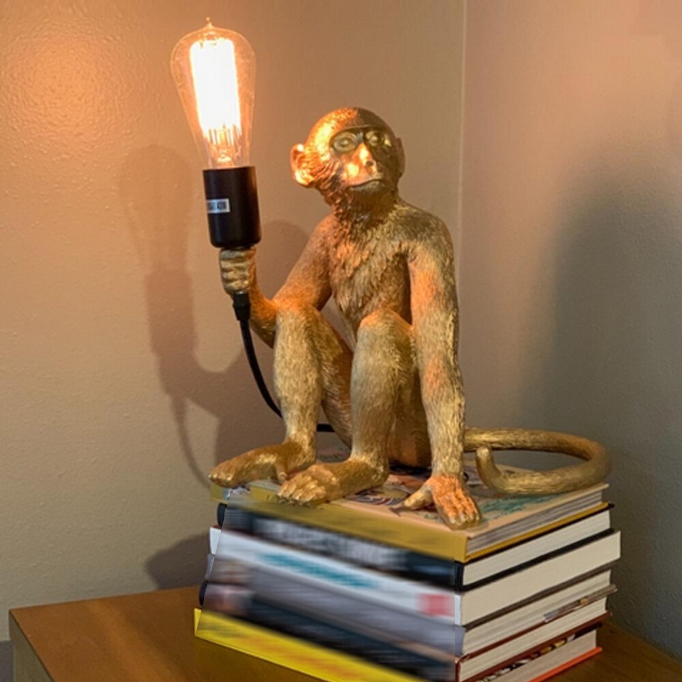 Vintage Resin Monkey Table Lamp Sitting Monkey Light Home/Office Table ...