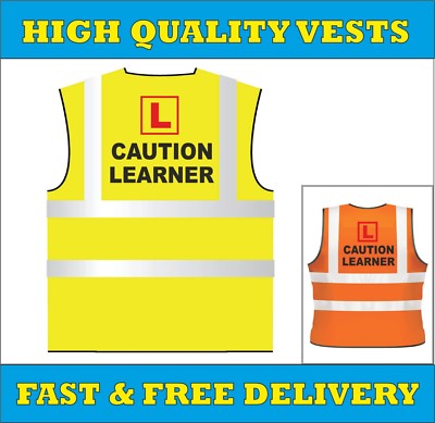 LEARNER HI VIS VIZ HIGH VISIBILITY VEST EN471 YELLOW & ORANGE SAFETY ...