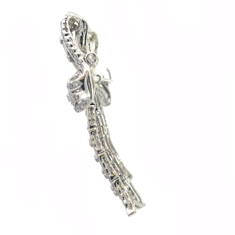 Diamond Gold Brooch Vintage Ribbon Bow 18k White Movable Ends 4 carat ...