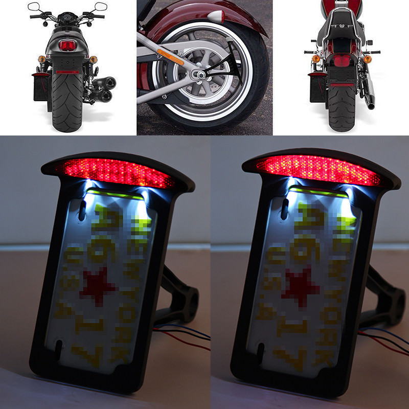 Motorcycle Mount LED License Plate Holder Bracket Tail Light for Iron ...