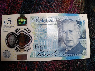 Very rare King Charles III £5 banknote with off centre error lucky number 788880 | eBay UK
