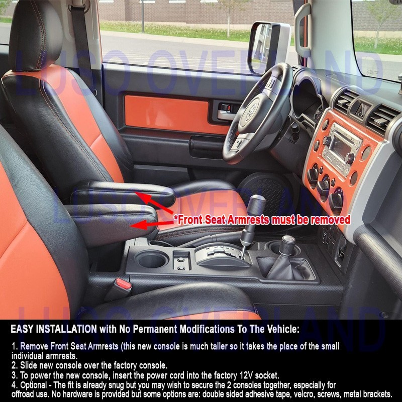 Toyota FJ CRUISER Large Center Console Armrest, Cup Holders, USB, 12V ...