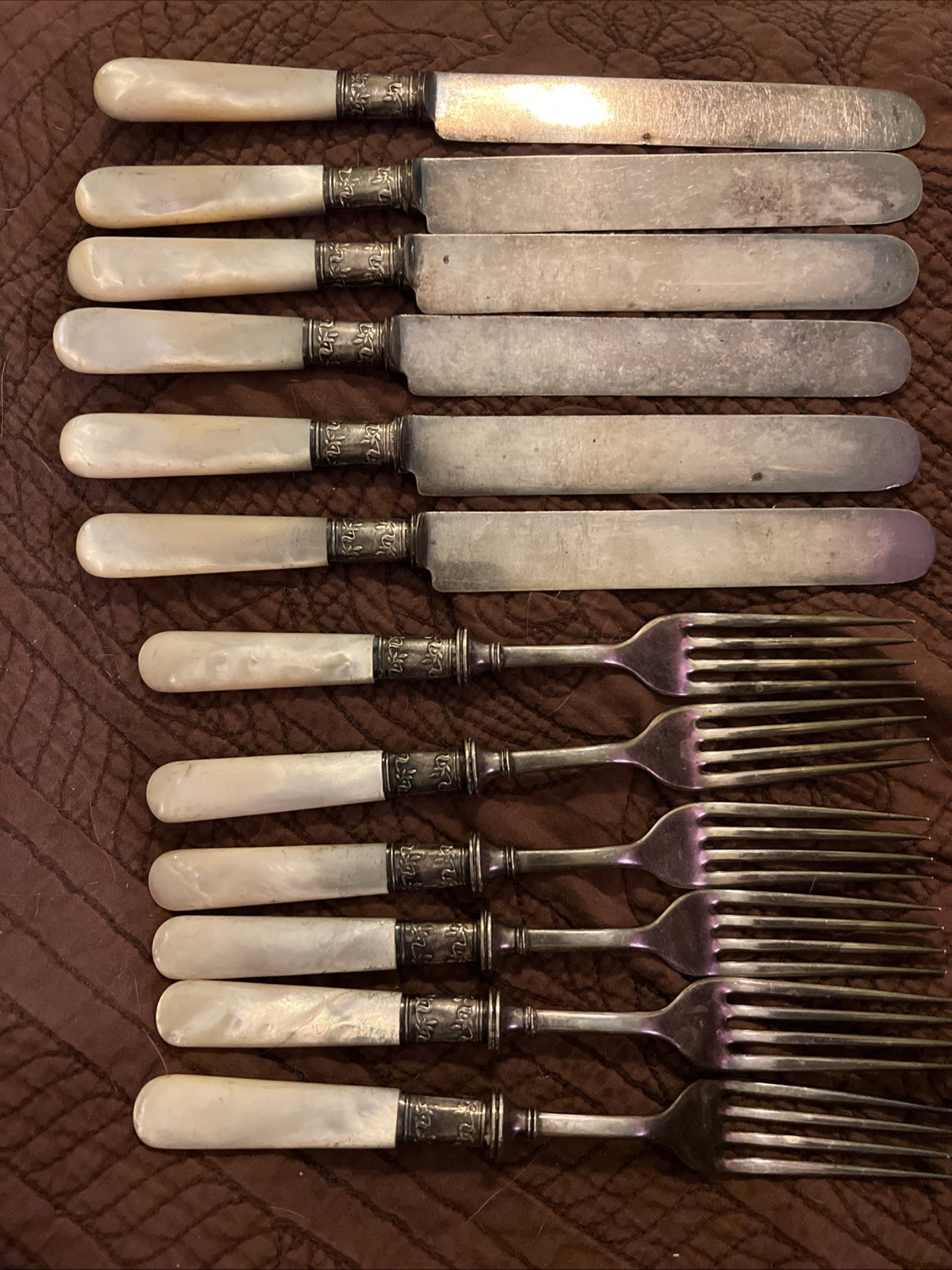 Set of 12 mother of pearl handled knives/forks | eBay