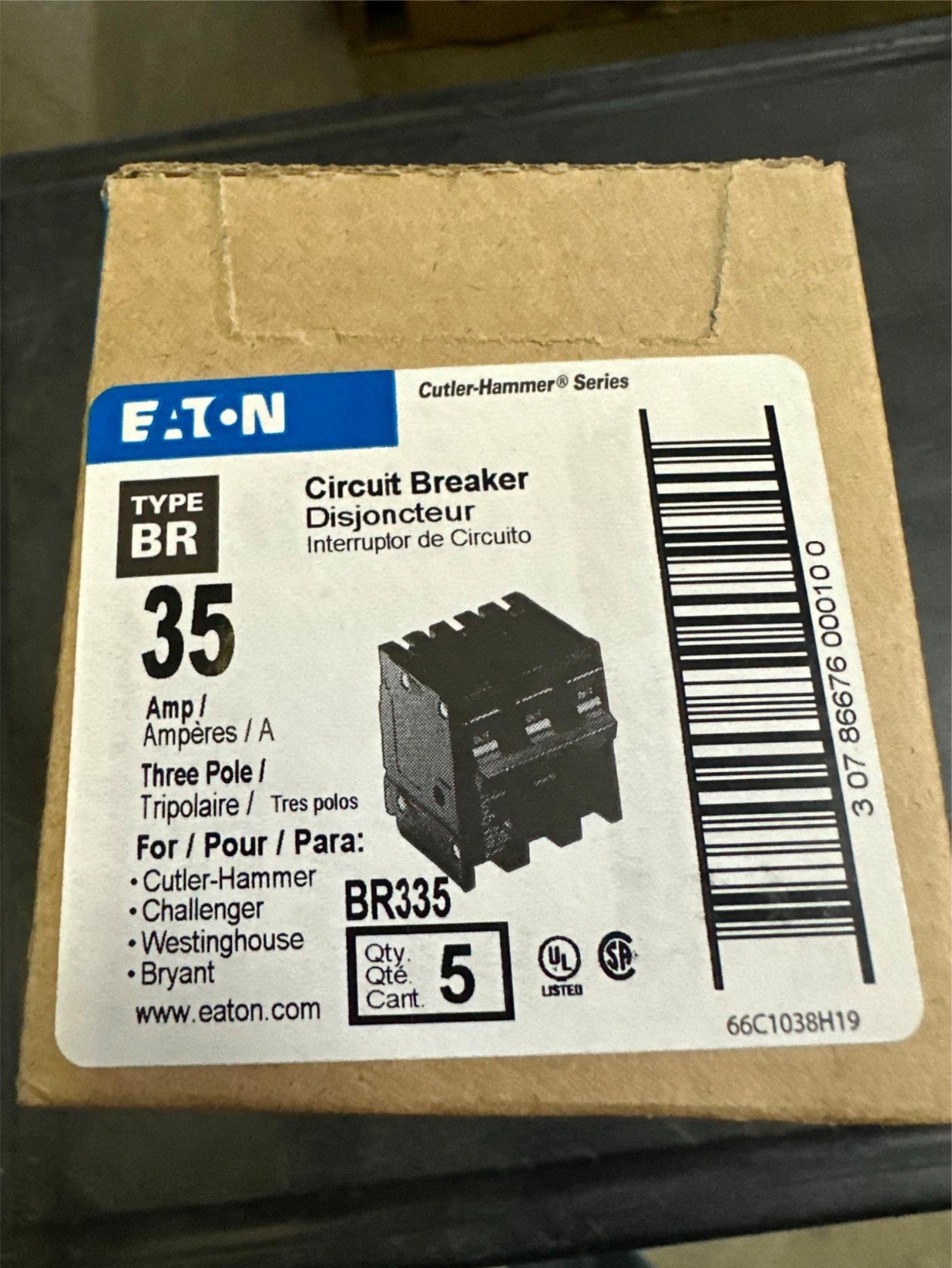 BR335 Eaton 35 Amp Plug-On Circuit Breaker | eBay