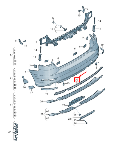NEW AUDI A3 8V REAR LEFT BUMPER COVER TRIM 8V5807834A | eBay