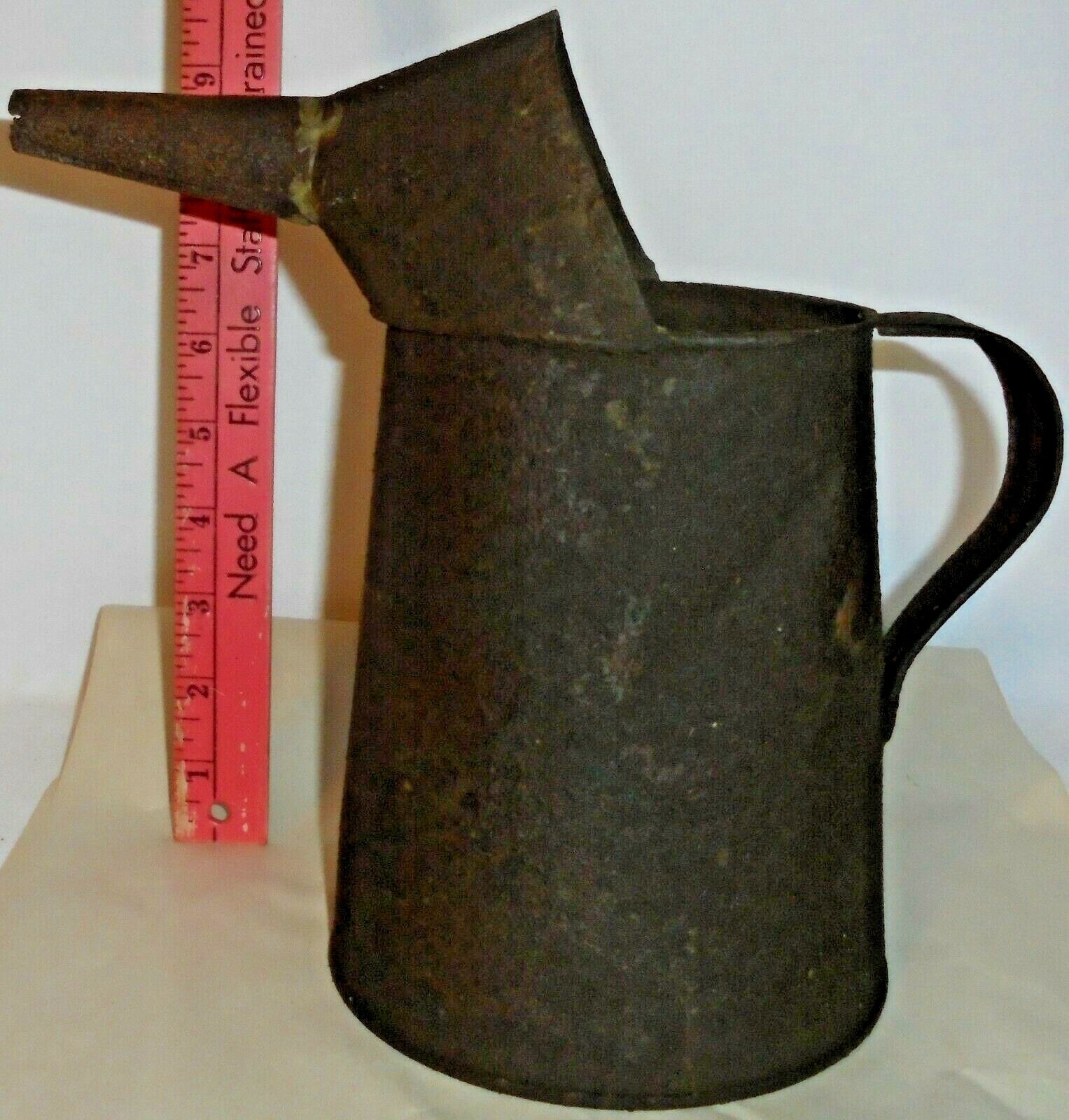 Vintage primitive Oil Can PITCHER Dispenser 2 Qt Liquid Bulk Pour Spout ...