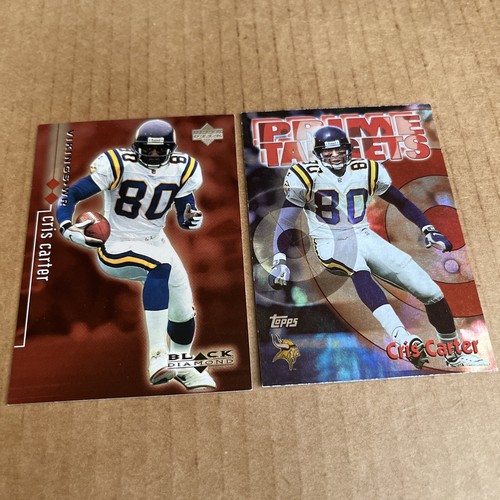 CRIS CARTER 1998 Black Diamond RED SP #47 & Topps Seasons Best #14 ...